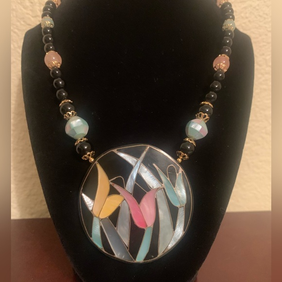 Lee Sands | Jewelry | Vintage Lee Sands Inlaid Shell Necklace | Poshmark